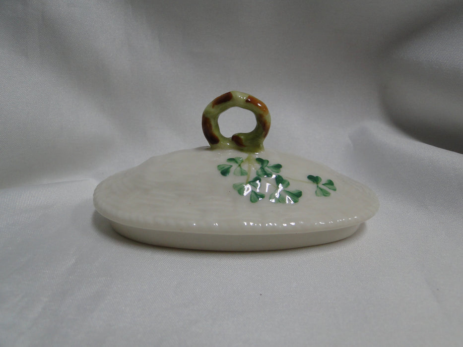 Belleek Shamrock, Ireland: Trinket Box w/ Lid, 3 3/4 Long — Dishes Encore