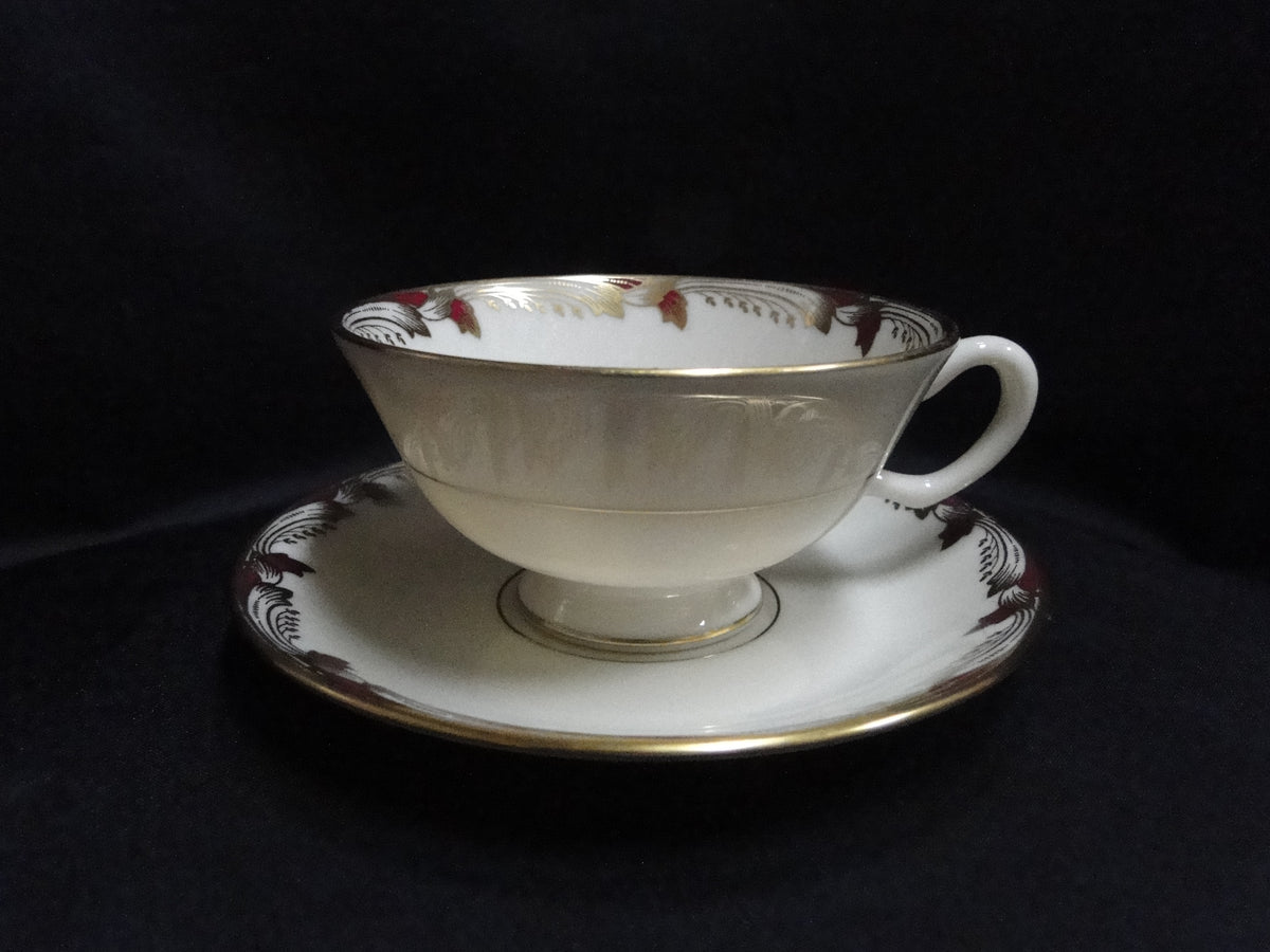 Lenox Essex Maroon, Red & Gold Design: Cup & Saucer Set (s), 2 1/8 ...